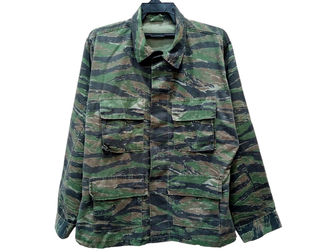 Vintage Camouflage Green Jacket Medium Tiger Stripe Military Army ...
