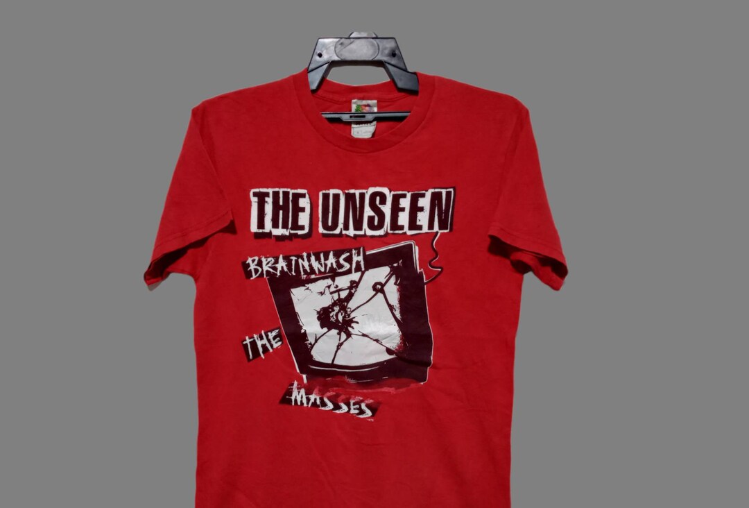 Vintage THE UNSEEN American Street Punk Band Red Small T Shirt Brain ...