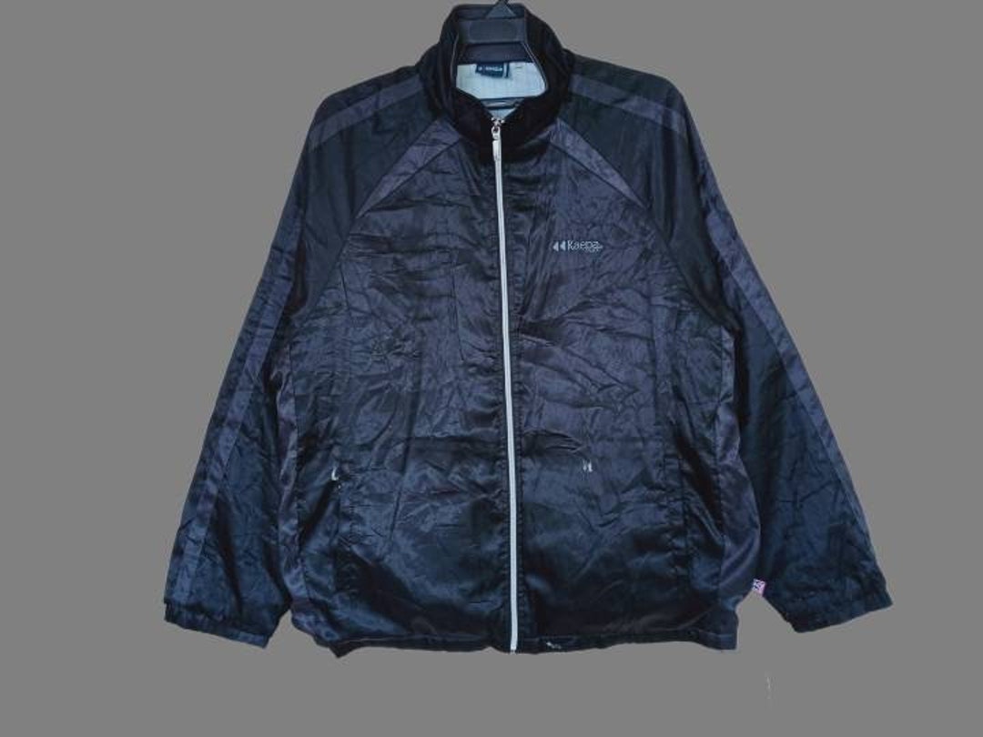 Vintage Kaepa Windbreaker Jacket Black Large Fully Zipper Small Logo ...