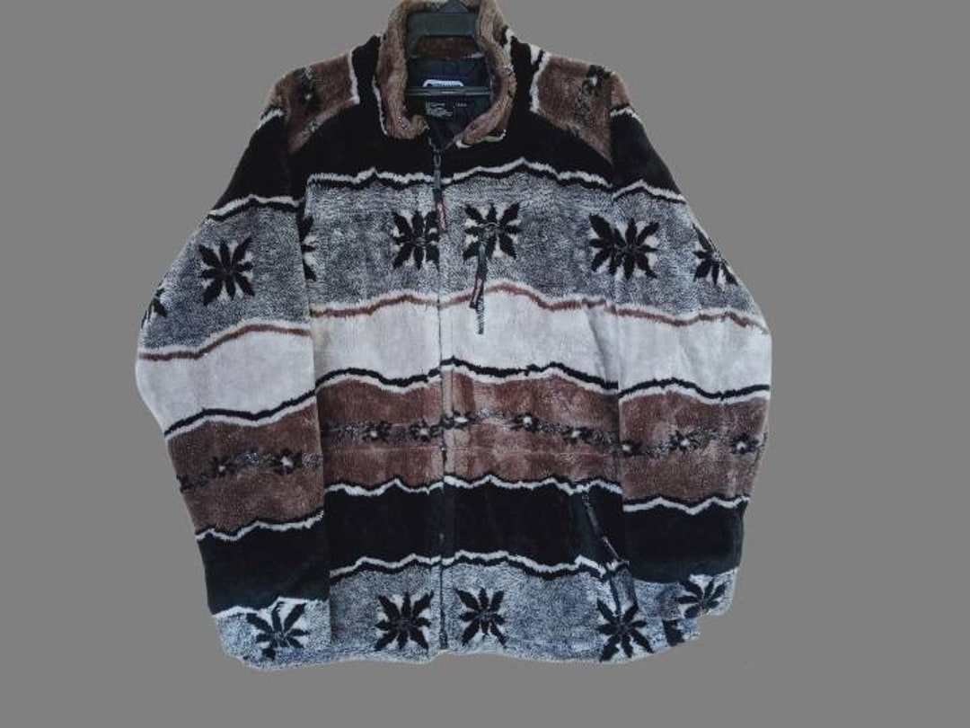 Vintage 90's Outdoor Fleece Jacket Floral Large Jacket Navajo Fleece ...