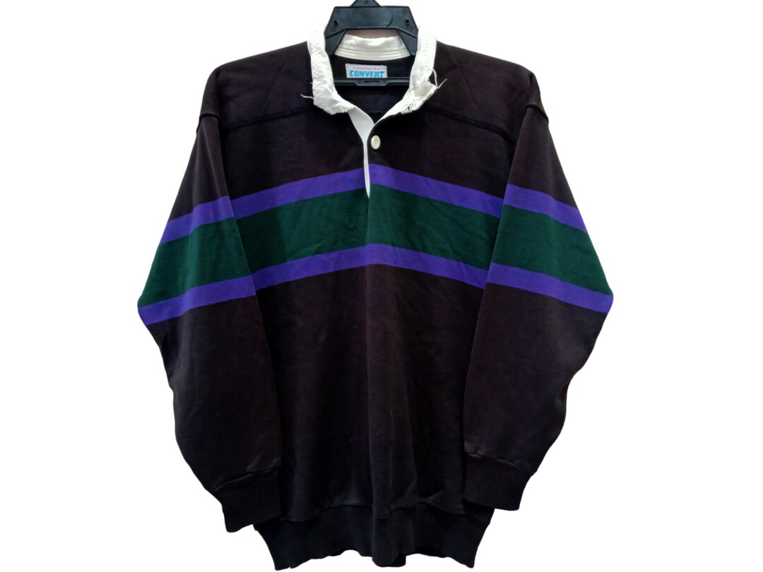 Vintage 90s Stripe Rugby Wear Large Long Sleeves Sweatshirt Rugby ...