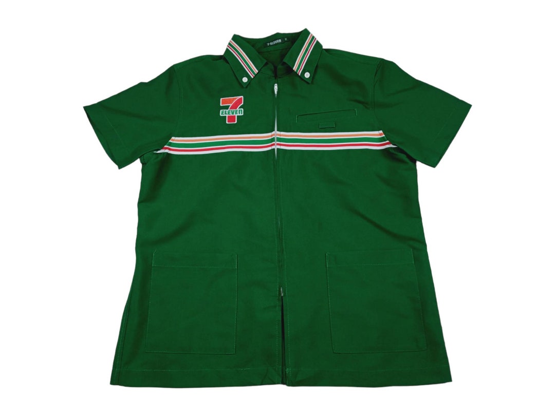 Vintage 7 Eleven Uniform Shirt Green Small Seven Eleven Logo Spell Out ...