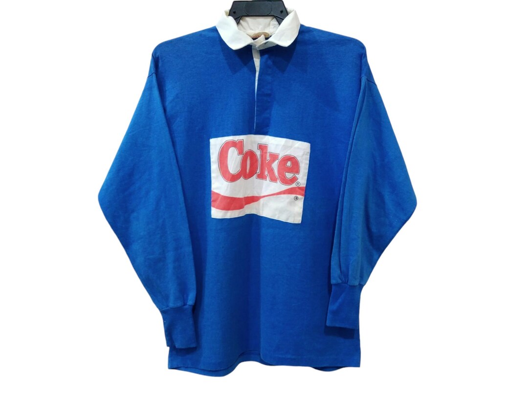 Vintage 90's Coke Coca Cola Rugby Blue Large T Shirt Coca Cola ...