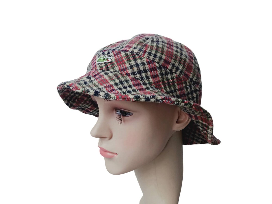 Vintage Chemise LACOSTE Bucket Checkred Hat Casual Lacoste Multicolor ...