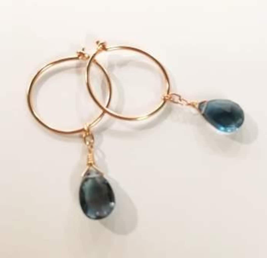 Creole Silver Rose Gold & Blue Topaz - Etsy