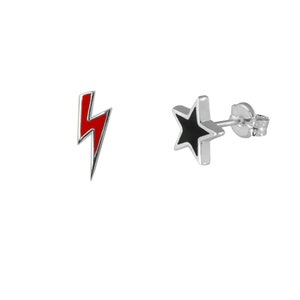 Silver Star & Lightning Earrings David Bowie Inspired Jewelry - Etsy
