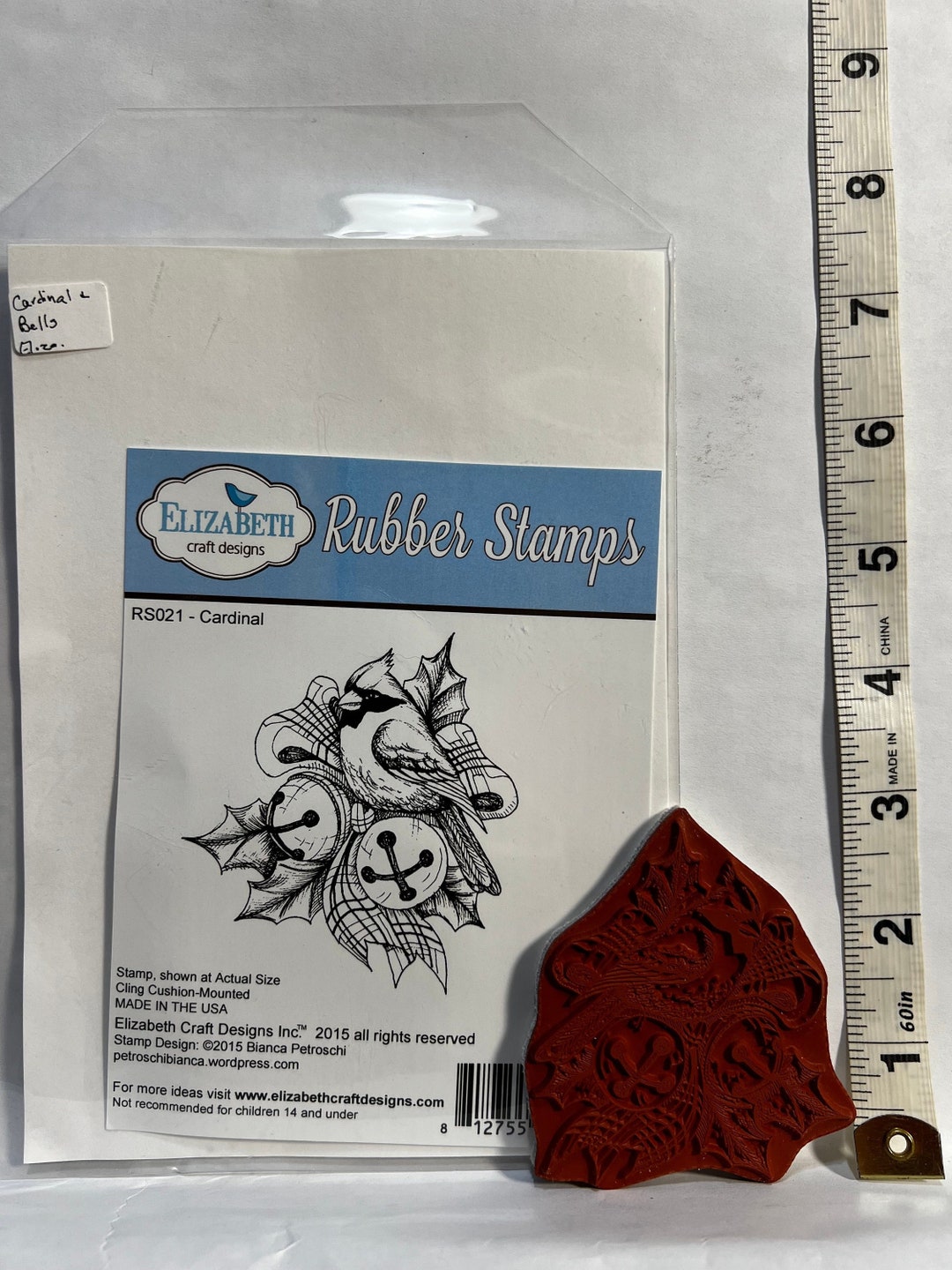 Rubber Stamp Cardinal With Bells Elizabeth Craft Designs - Etsy