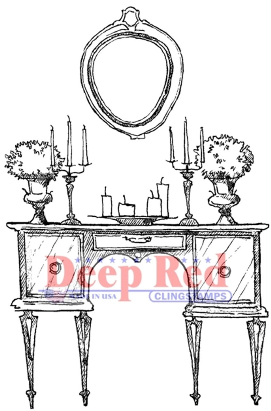 Deep Red Stamps Antique Dressing Table Rubber Cling Stamp 2 X 3 Inches ...