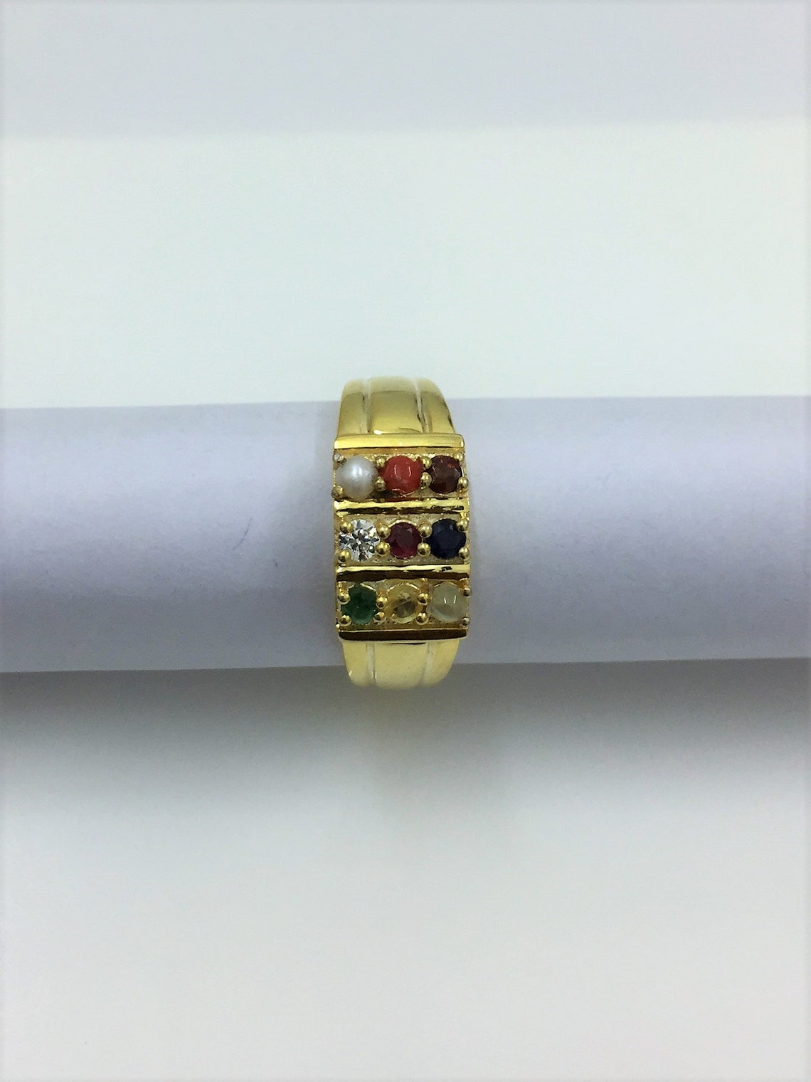 GOLD Gemstone Ring Beautiful Gold Ring Studded With 9 Natural - Etsy