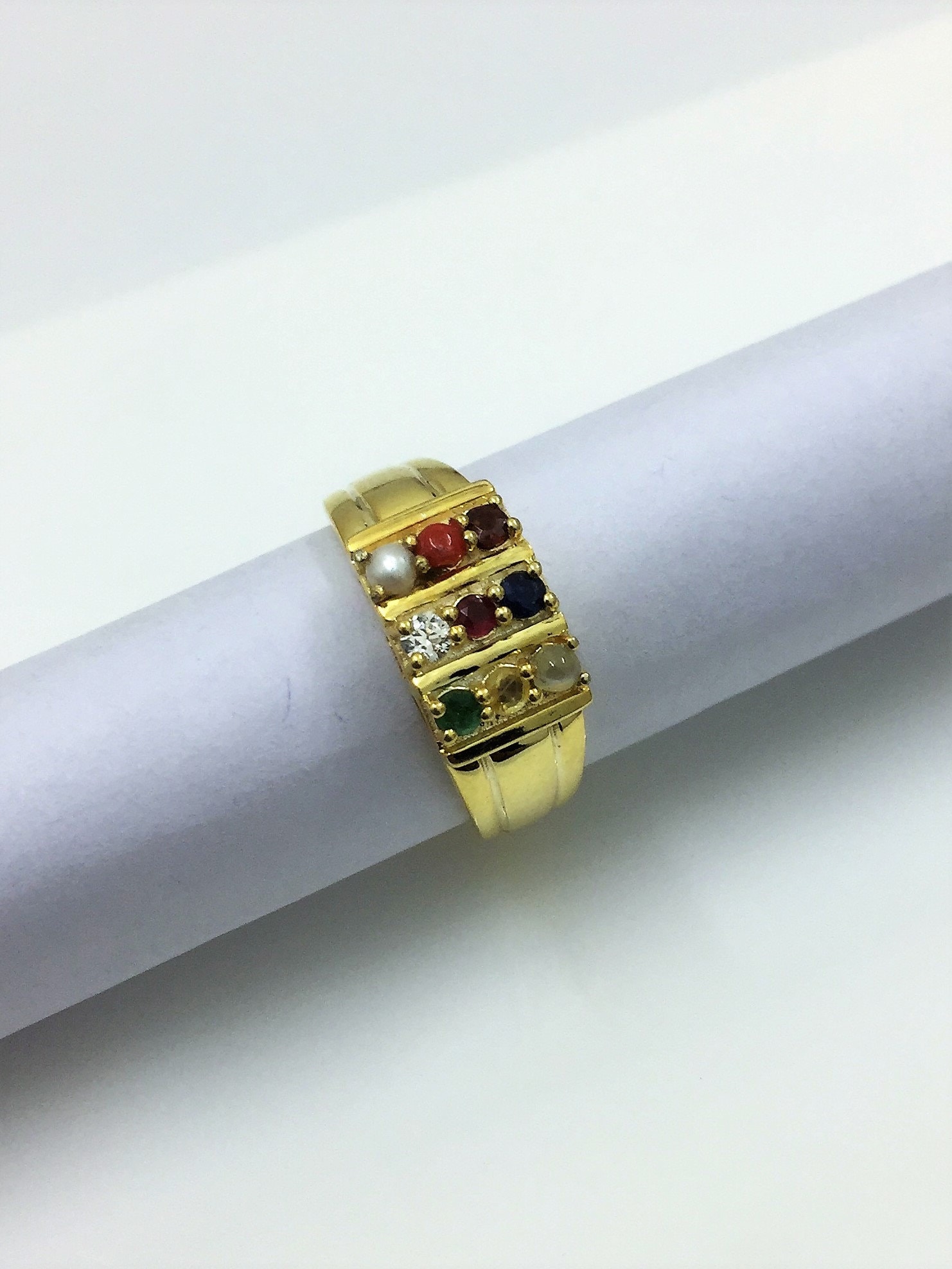 GOLD Gemstone Ring Beautiful Gold Ring Studded With 9 Natural - Etsy