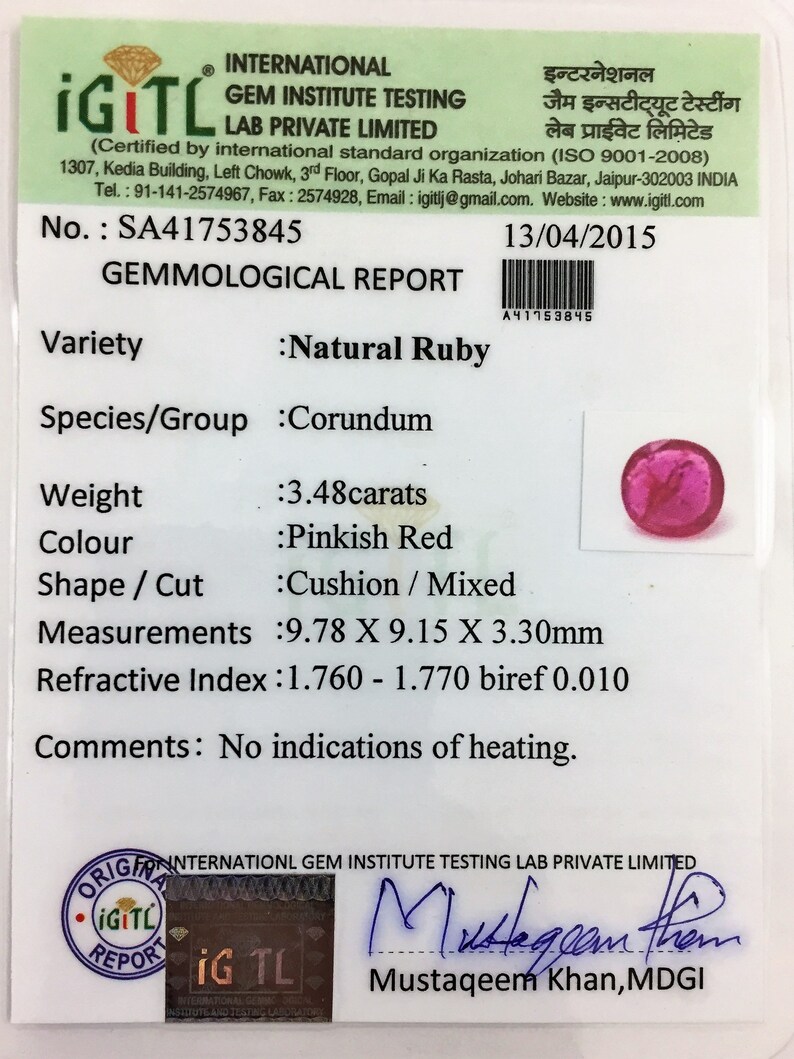 Natural BURMESE RUBY 3.48 Carats Legendary Red Color High - Etsy