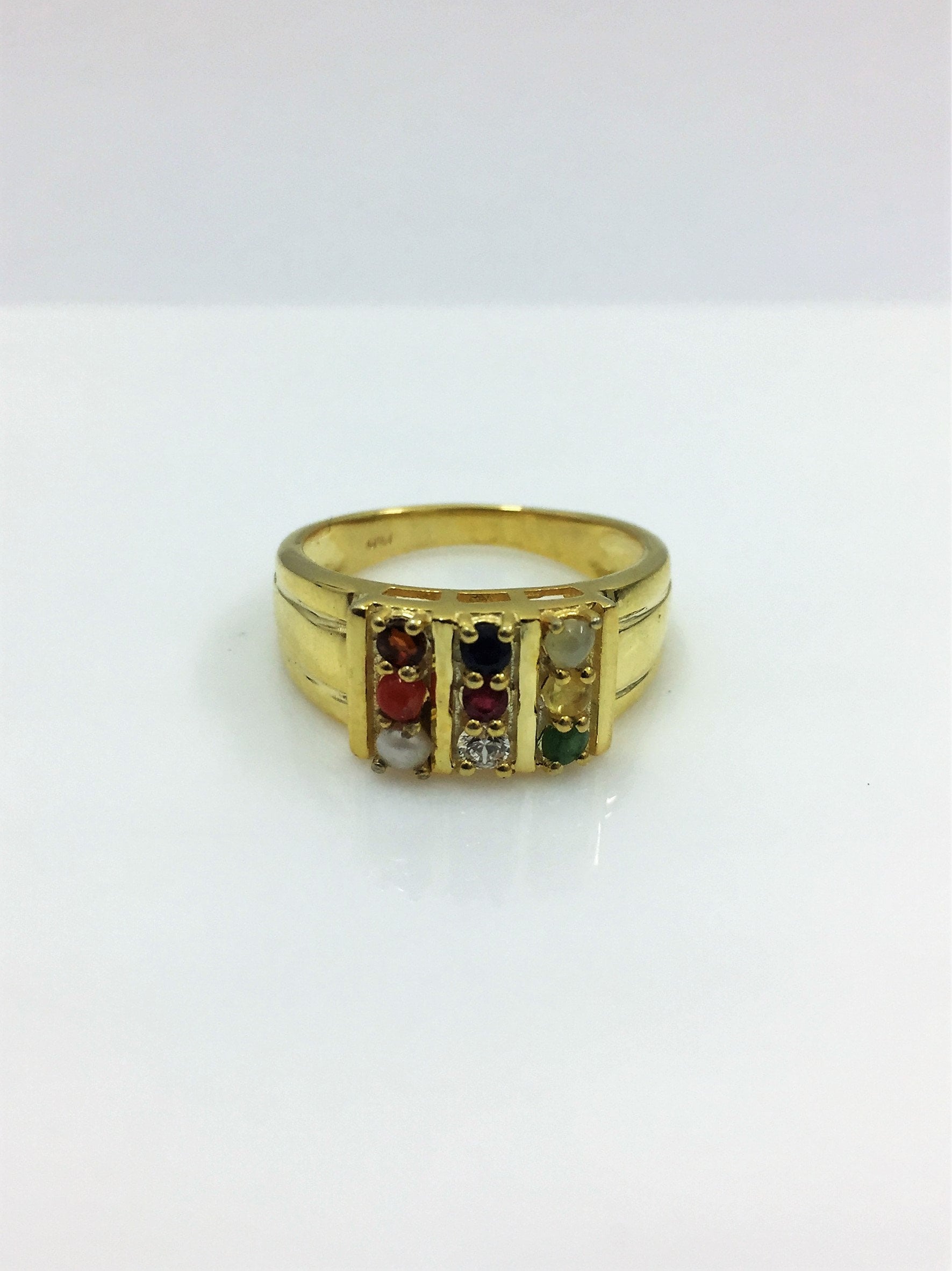 GOLD Gemstone Ring, Beautiful Gold Ring Studded With 9 Natural Precious ...