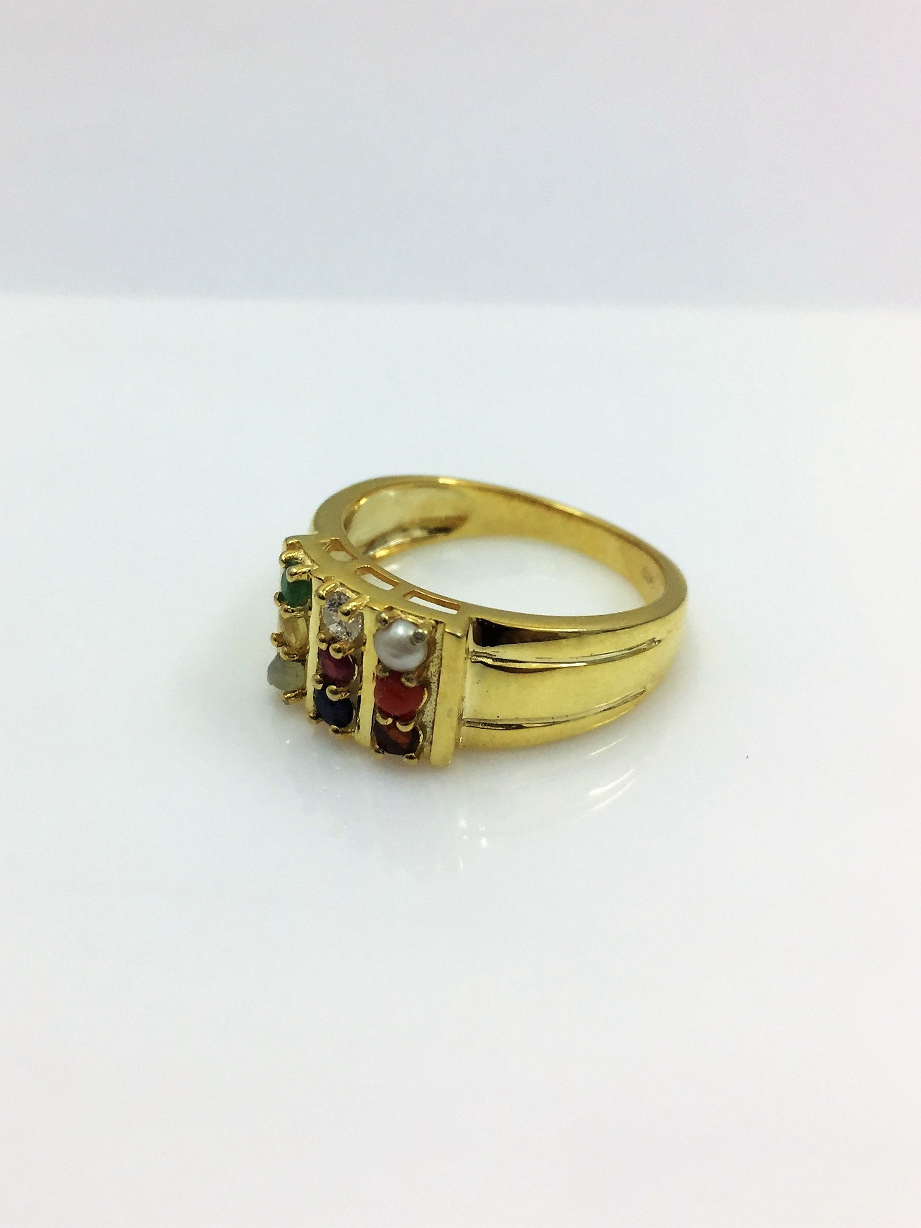 GOLD Gemstone Ring Beautiful Gold Ring Studded With 9 Natural - Etsy