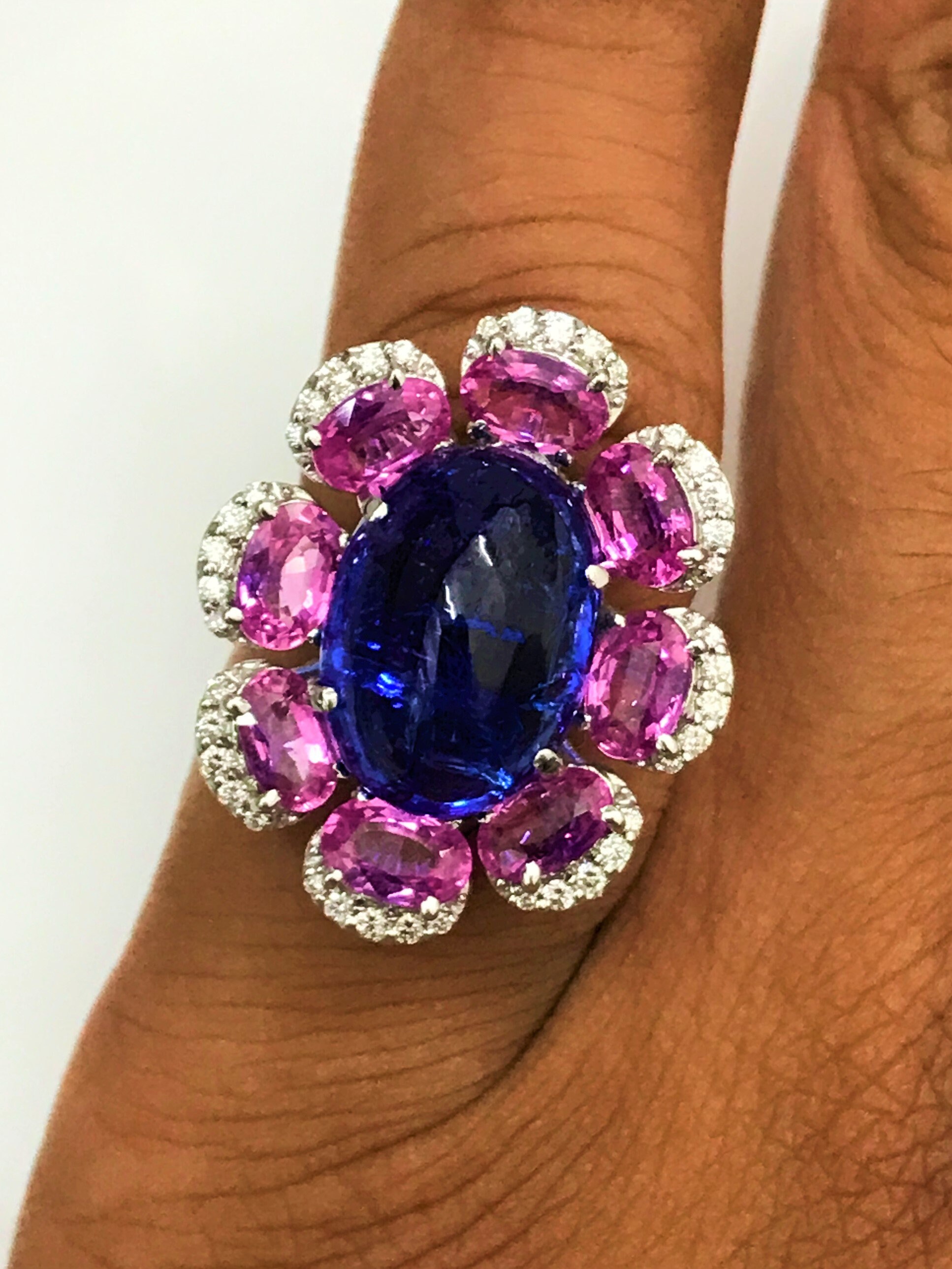 Natural TANZANITE and PINK SAPPHIRES Ring Fine Quality - Etsy