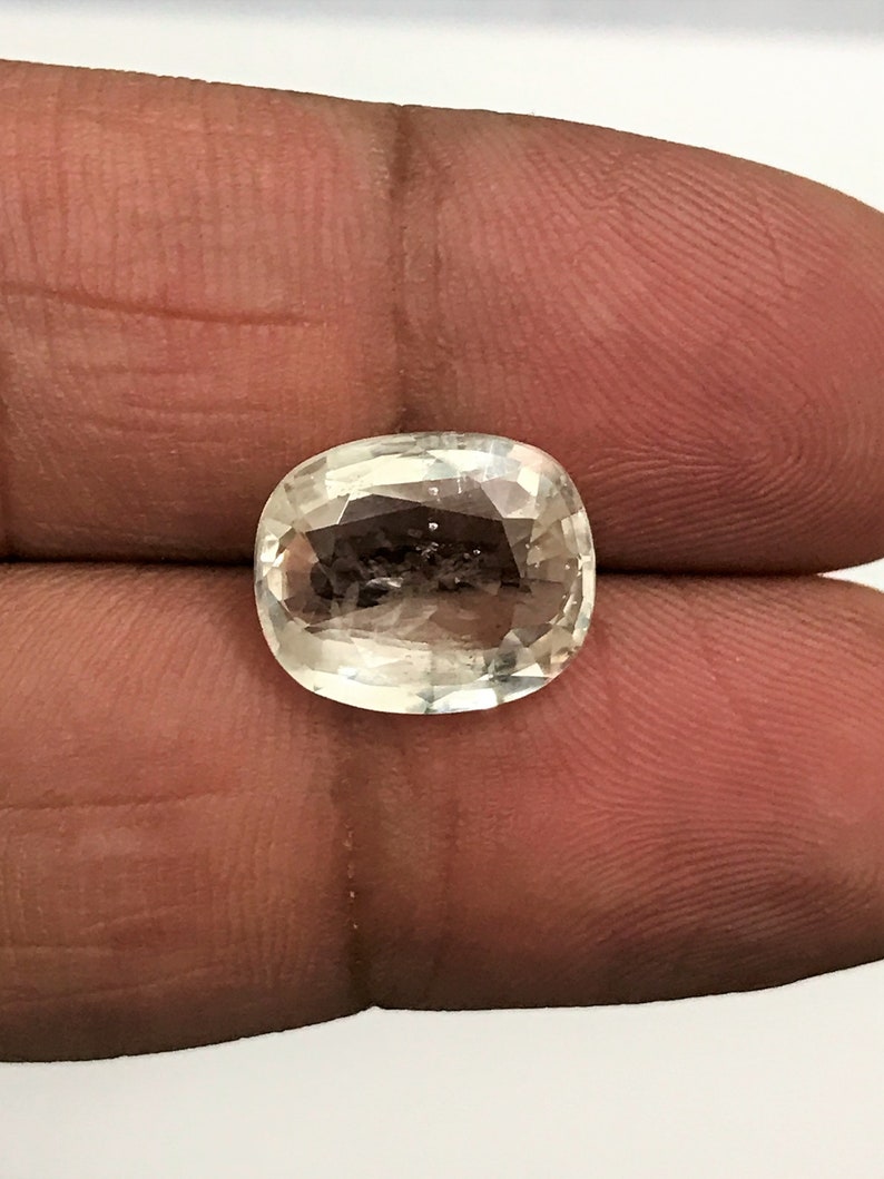 Natural WHITE SAPPHIRE | 6.76 Carats Creamish White Color High Luster ...