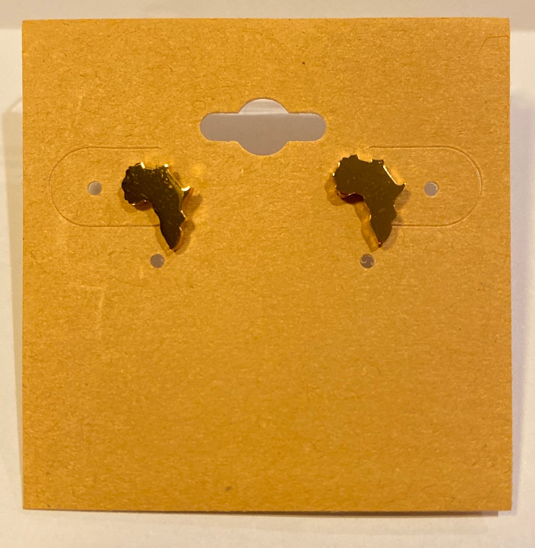 Africa Map Stud Earrings / Africa Continent Earrings - Gold Plated ...