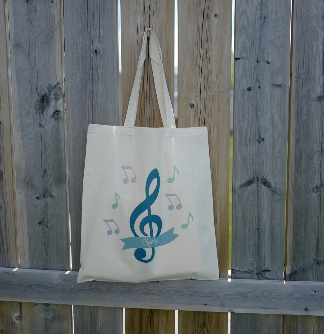 Music Note Tote Bag With Name G Clef Tote Bag With Name Gift - Etsy