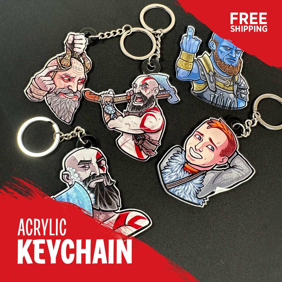 God of War Keychain: Kratos & Atreus Acrylic Charm - Etsy