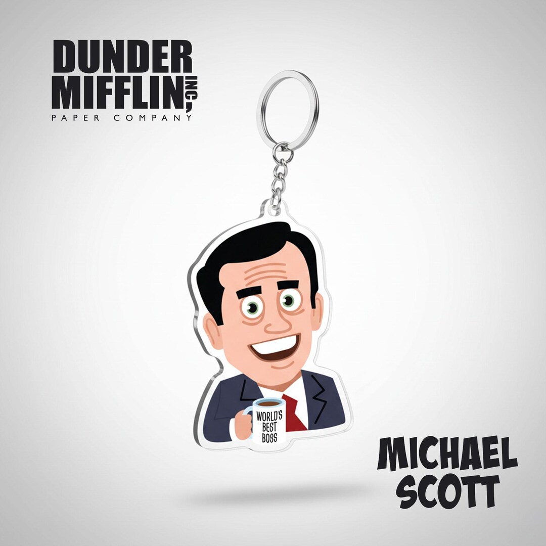 The Office Acrylic Keychain – Dunder Mifflin Cartoon Character Gift - Etsy