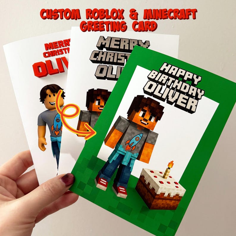Personalized Minecraft Birthday & Greeting Card | Minecraft-style ...