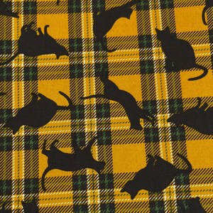 1277# KOKKA Cute Black Cat and Preppy Checks Plaid Pattern Cotton ...