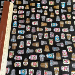 1168# Traditional Flower Style Needle Thimble Pattern Cotton Fabric/ Sewing Lover Fabric / 45cm ...