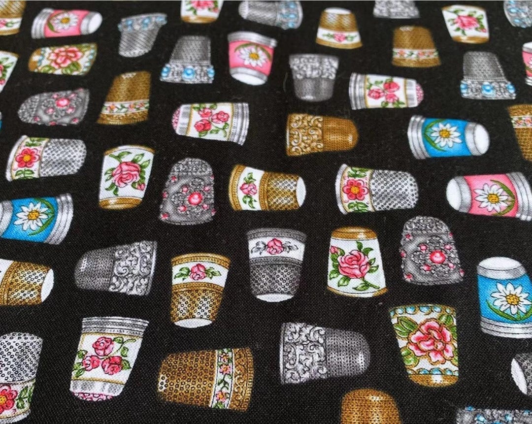 1168# Traditional Flower Style Needle Thimble Pattern Cotton Fabric ...