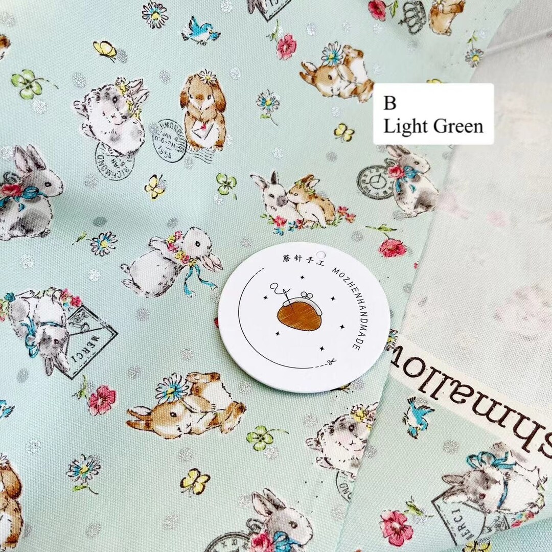 1141# Cute Bunny Rabbits Cotton Fabric/ Patchwork Quilting Sewing ...