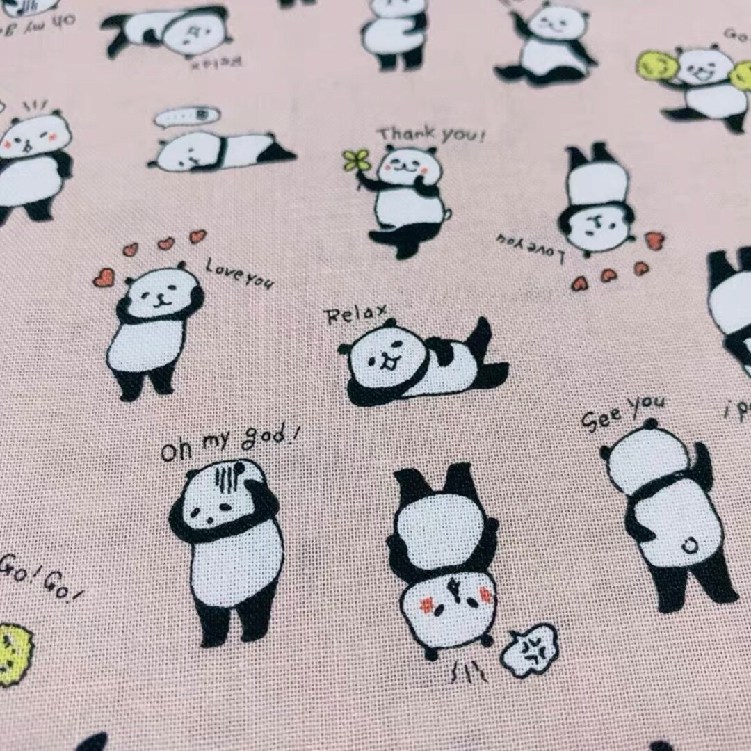 1255 KOKKA Cute Panda, Happy Dancing Panda, Panda Lover Cotton Fabric ...