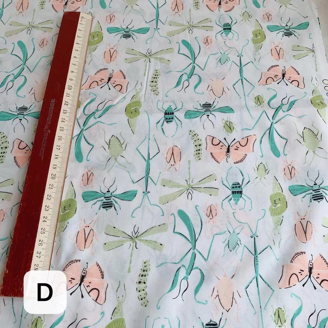 1380# Dragonfly, Butterfly, Moth, Caterpillar, Mantis Pattern Cotton ...