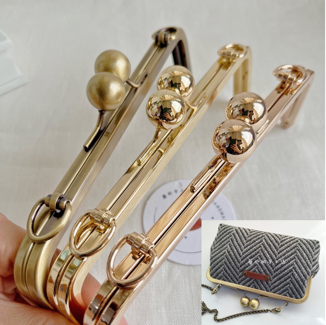 3032 20cm6.5cm Minimalist Kiss Clasp Purse Frame With Outside Chain ...