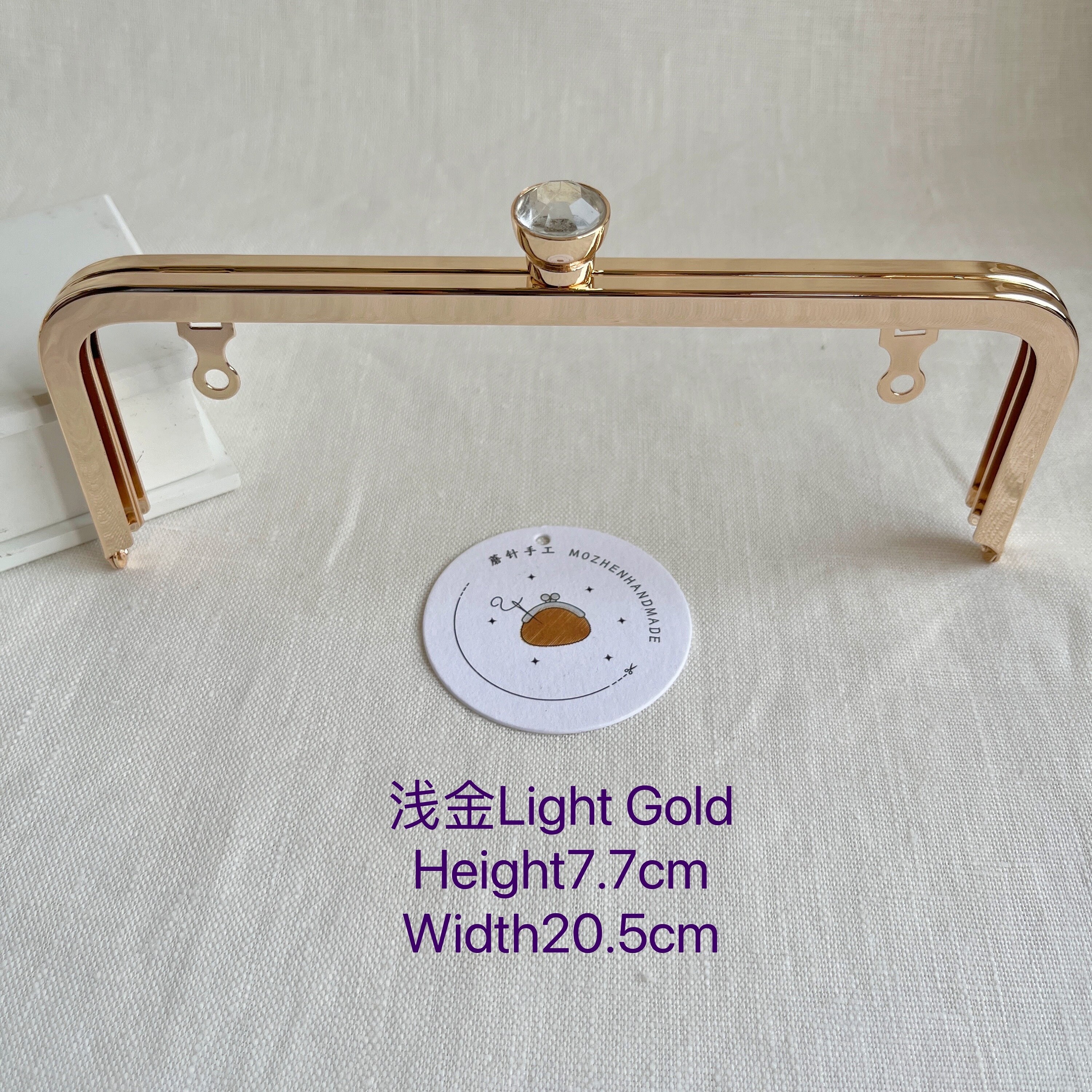 3046# 7.7*20.5cm Elegant Diamond Embedded Bead Square Light Gold Kiss ...