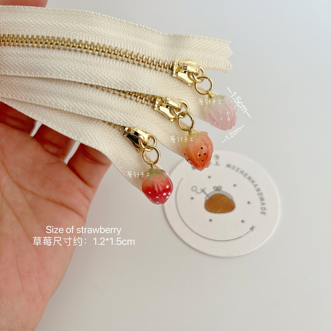 4010# Closed End Zipper Slider Size 3 With Cute Pink Strawberry Design ...
