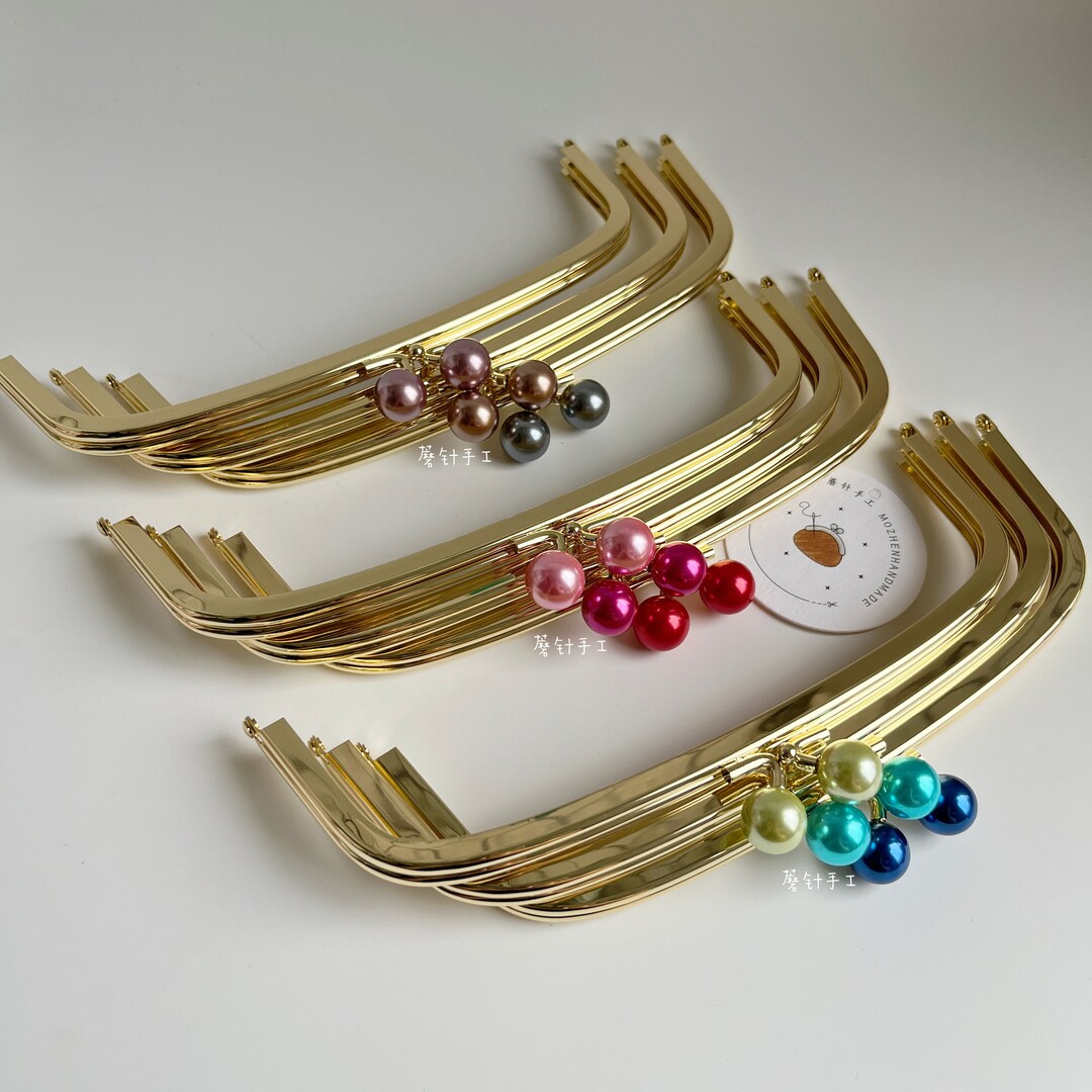 3227# 7.5cm*22cm Unique Metallic Bead Light Gold Color Mild Square ...