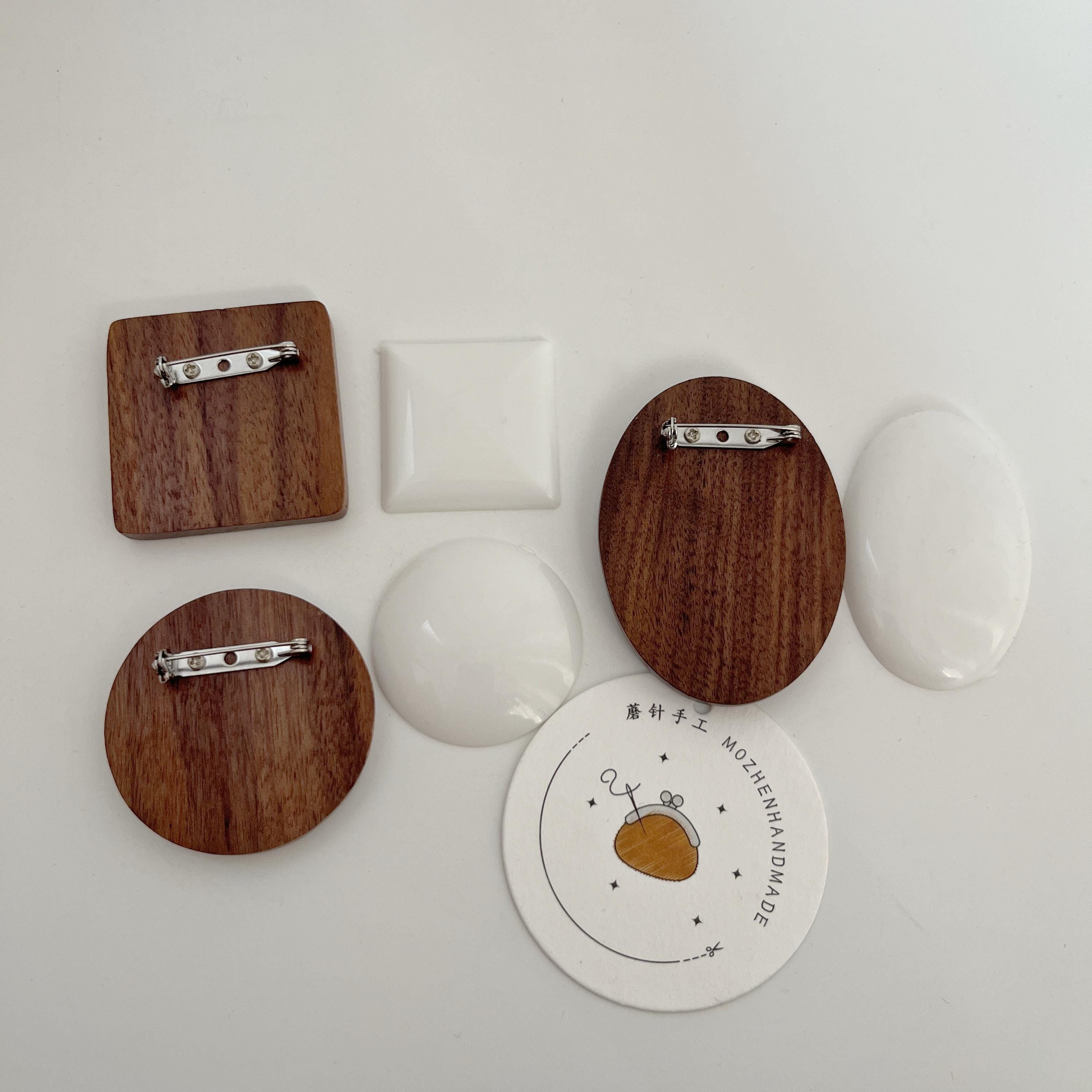 7018# DIY Kit Brooch Material With Wood Base Brooch, Blank Brooch ...