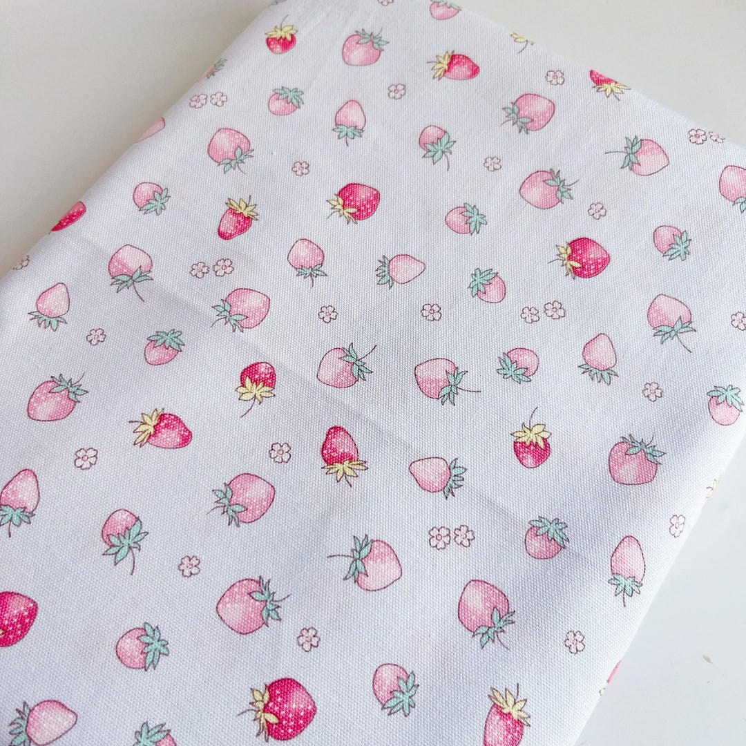 1474# Cute Pink, Baby Blue, Strawberry Cotton Fabric/ DIY Sewing Fabric ...