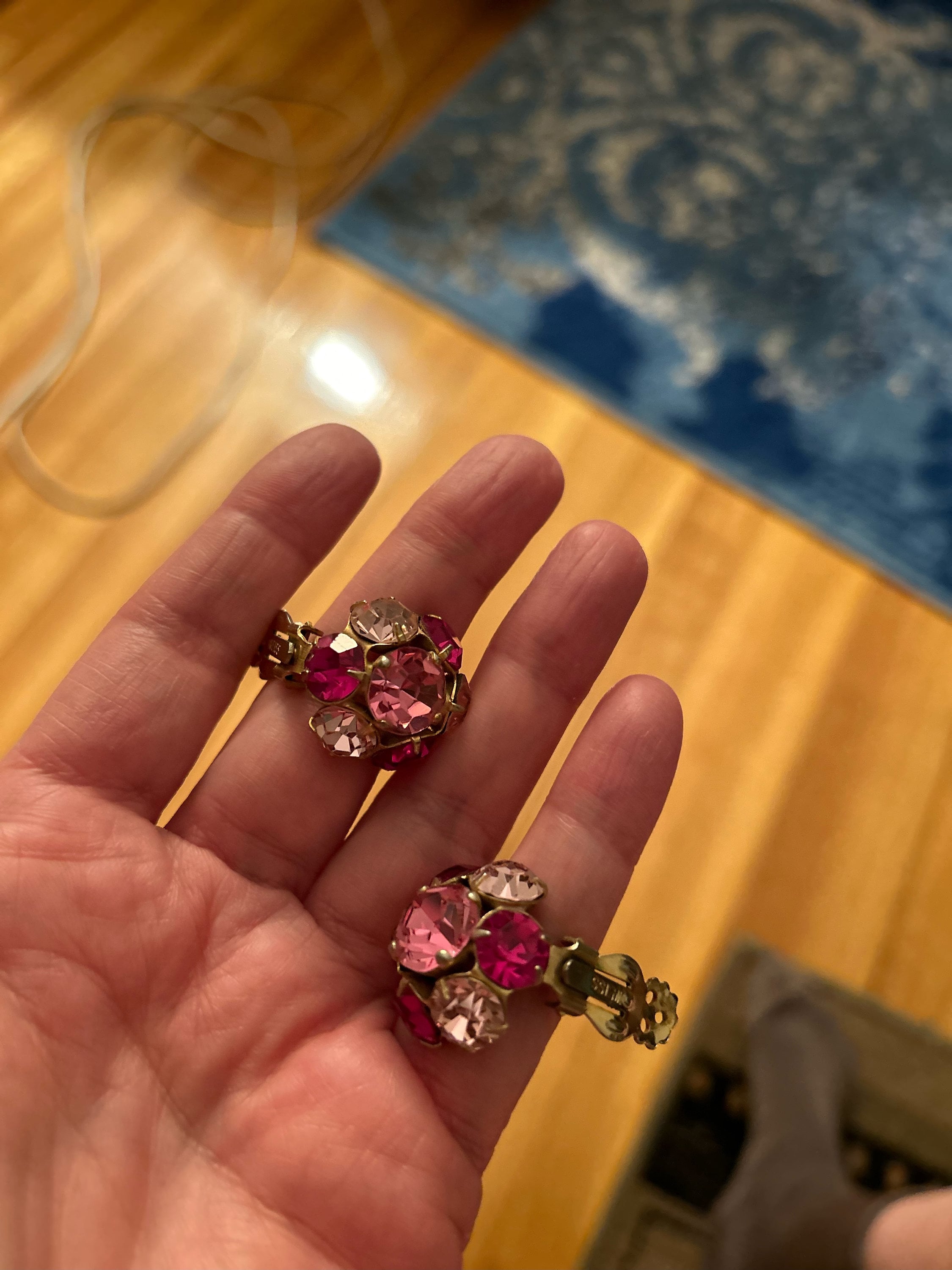 Gorgeous Weiss Pink Rhinestone Clip-on Earrings - Etsy