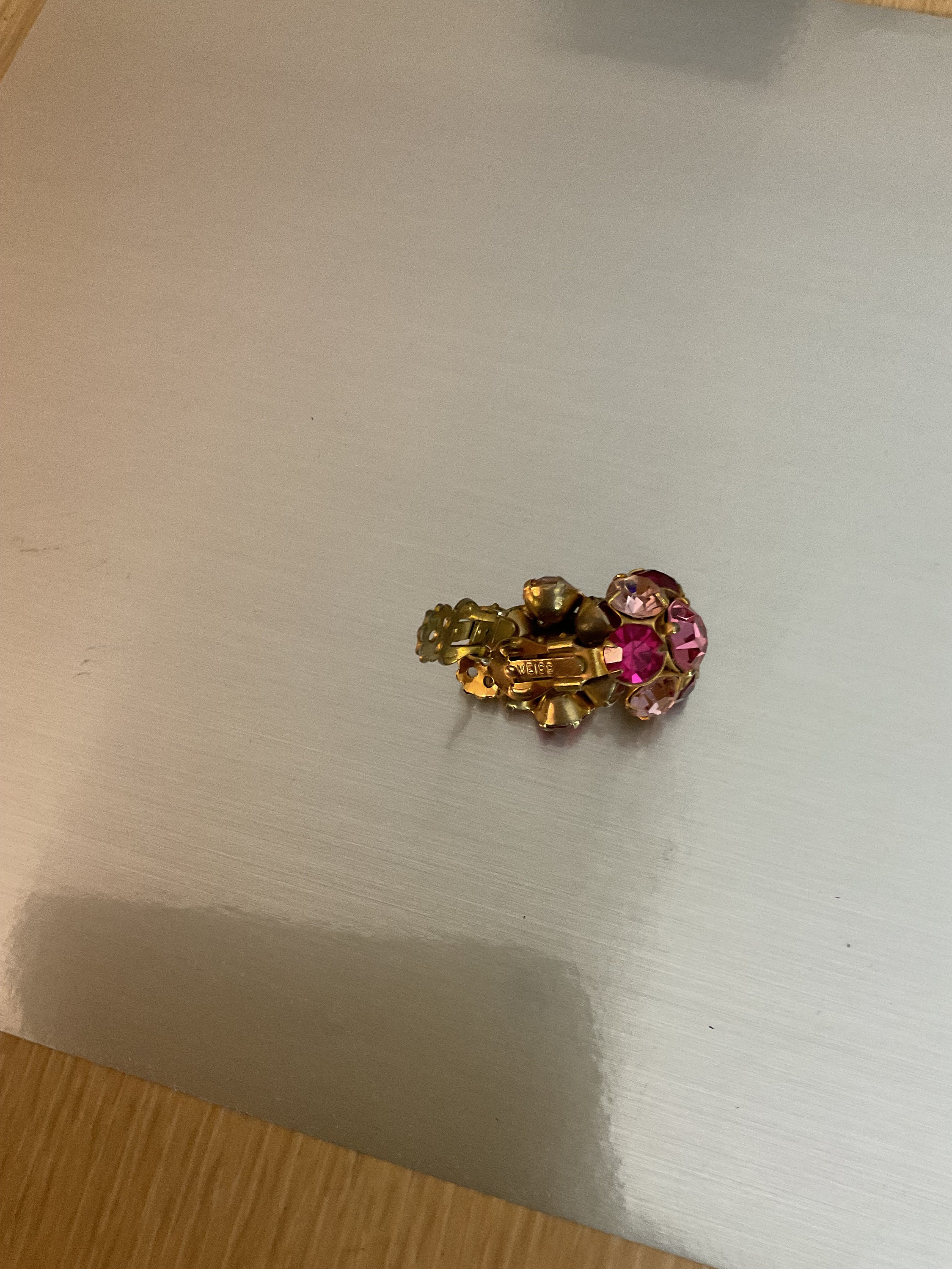 Gorgeous Weiss Pink Rhinestone Clip-on Earrings - Etsy