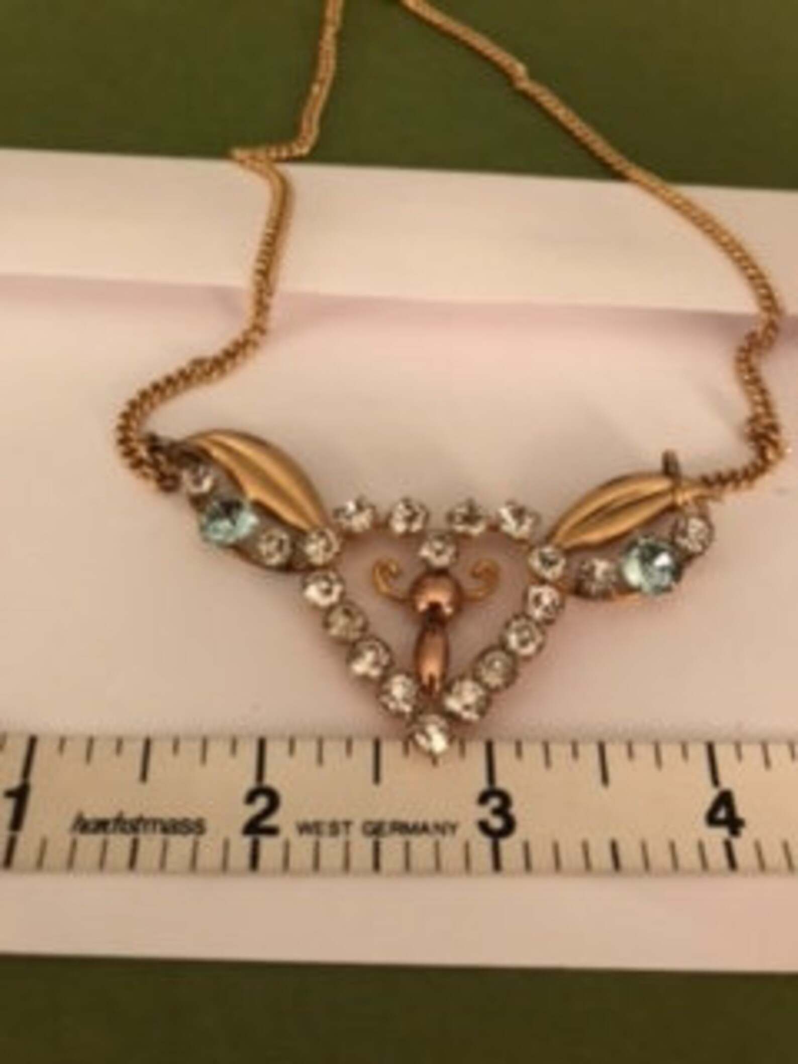 Lovely Vintage Star-art Rhinestone and 12K Gold Heart-shaped Necklace ...
