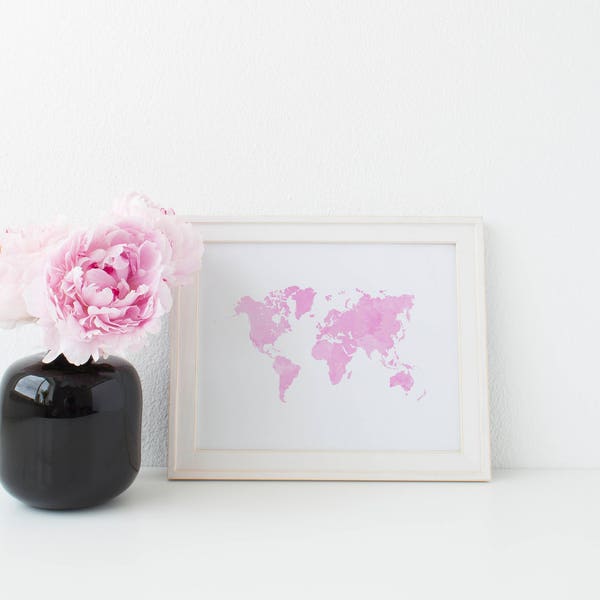 Pink World Map - Etsy