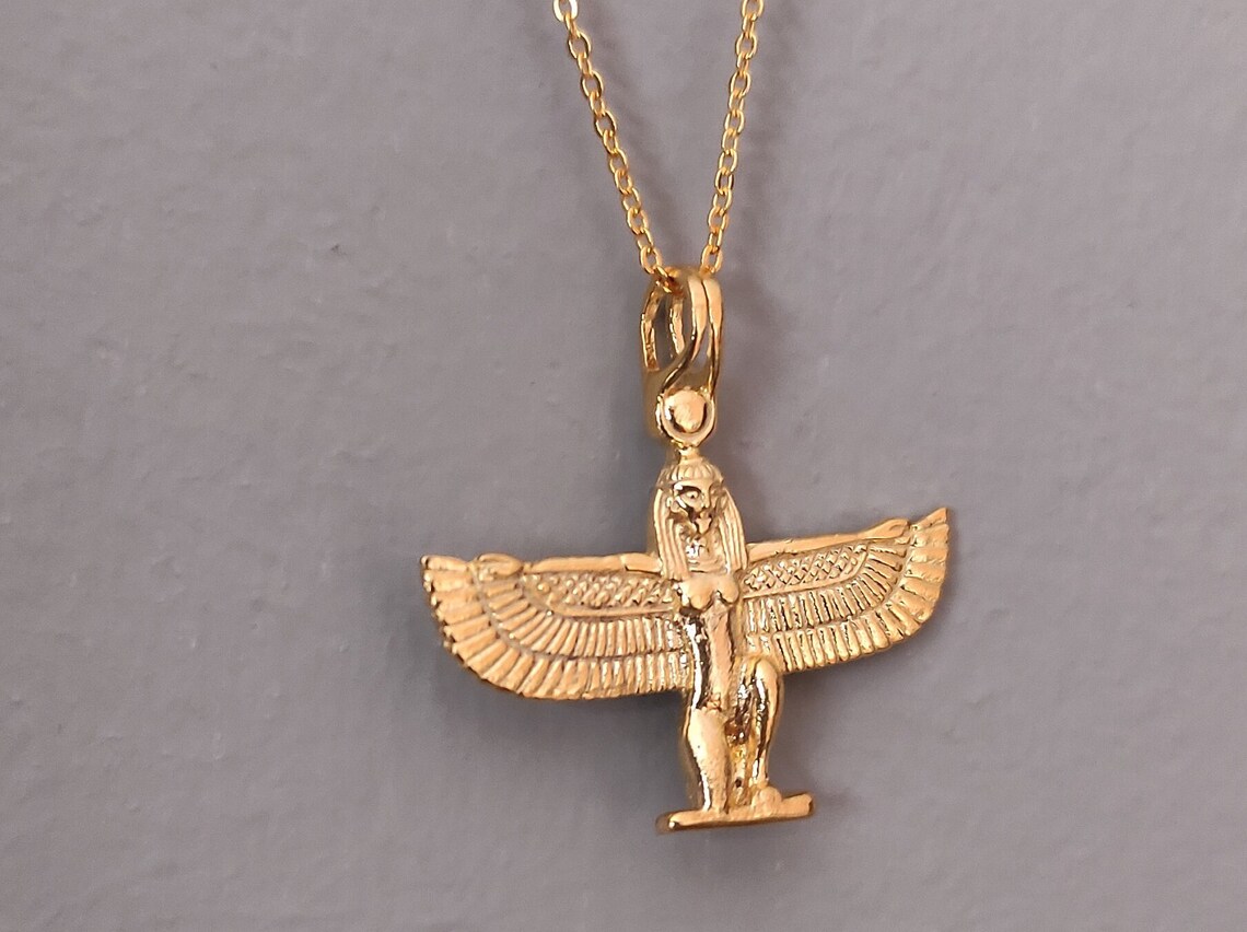 Goddess Isis Gold Necklace Hathor Charm 22K Gold Filled - Etsy
