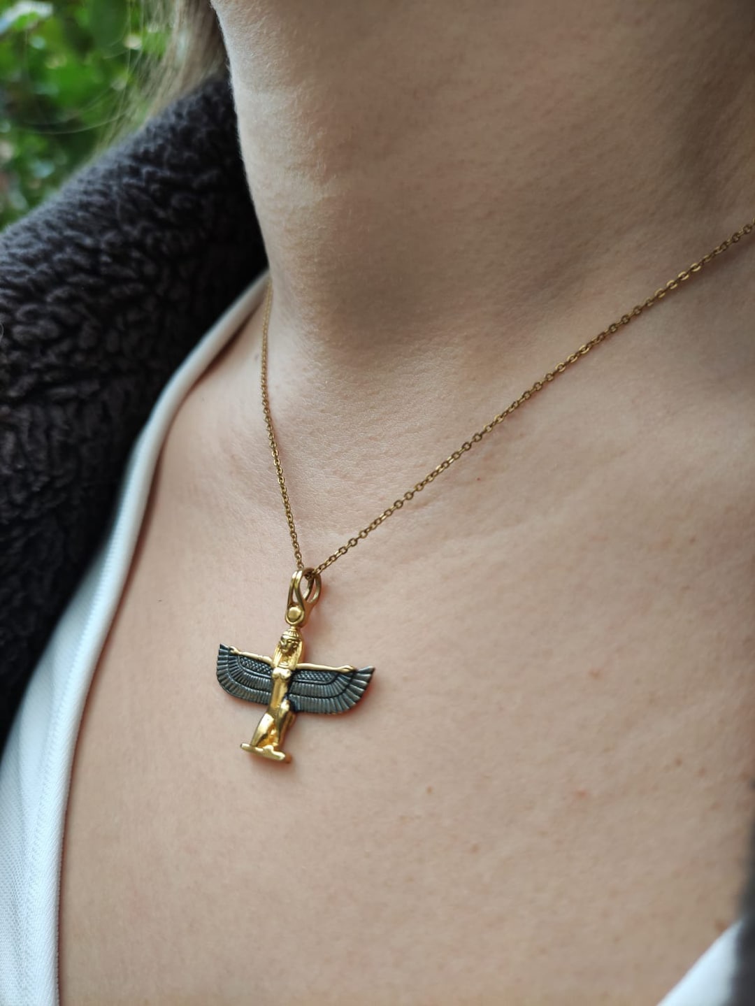 Goddess Isis Necklace, Hathor Charm, Egyptian Isis With Outstretched ...