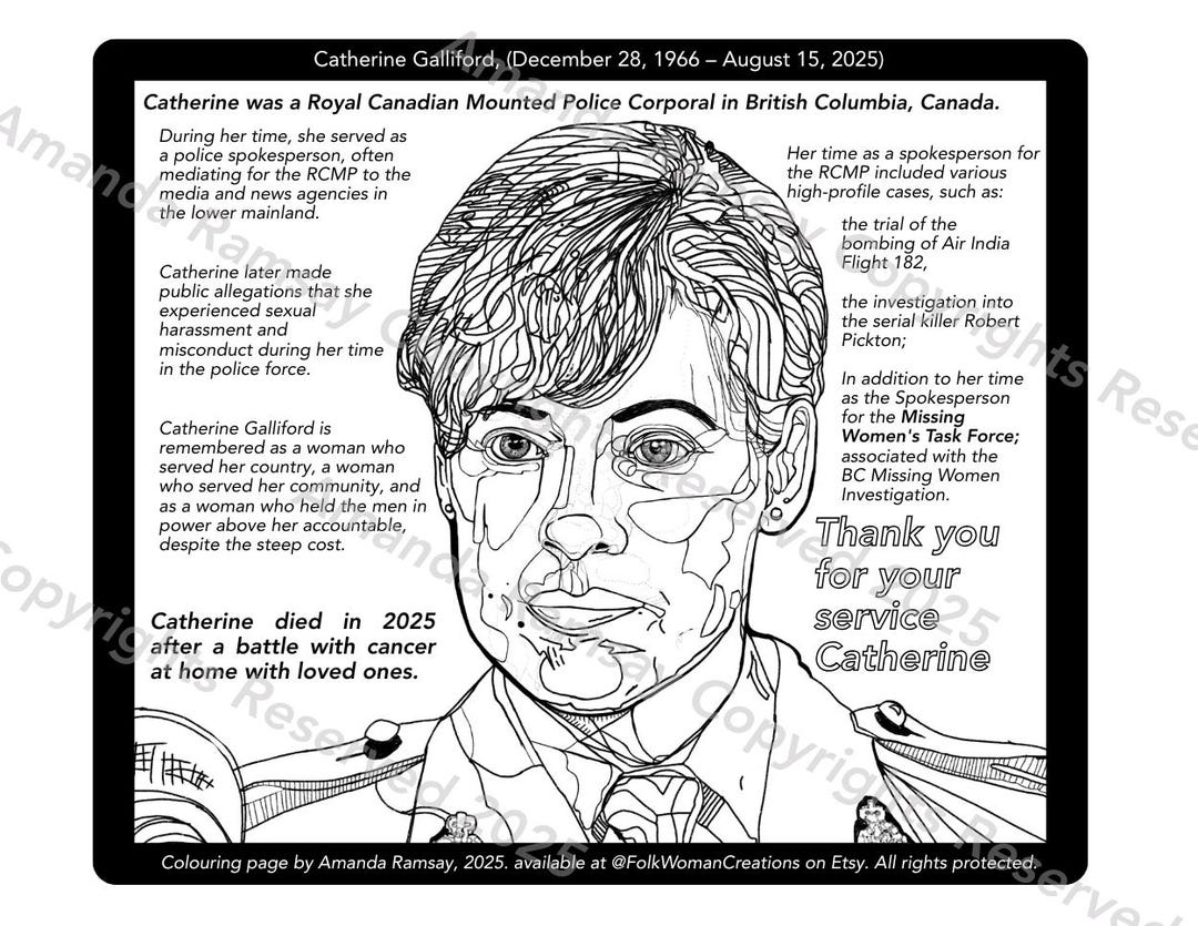 Catherine Galliford Colouring Page, 2025; by Amanda Ramsay, Single Page ...