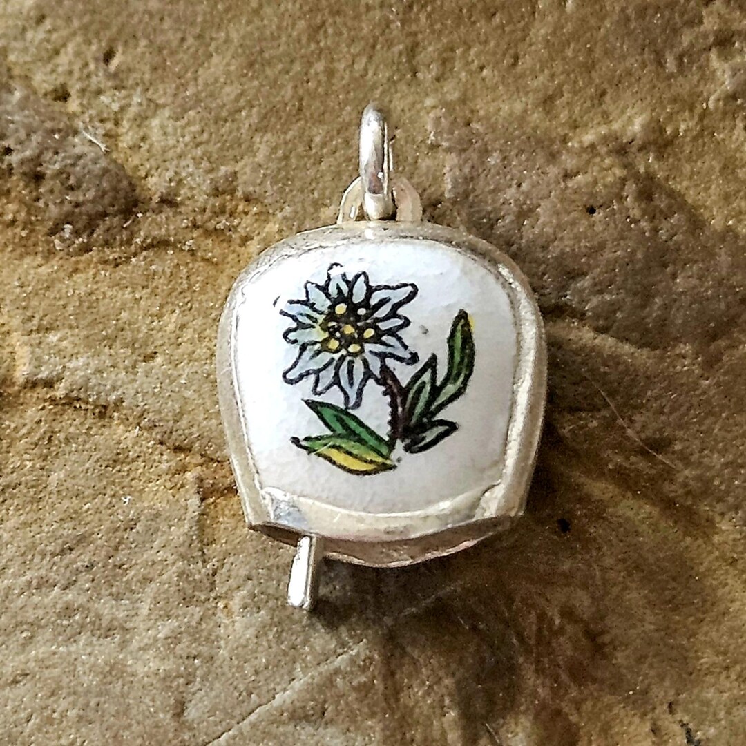 Vintage Enamel Edelweiss Cowbell Charm Austrian Silver .835 Charm ...
