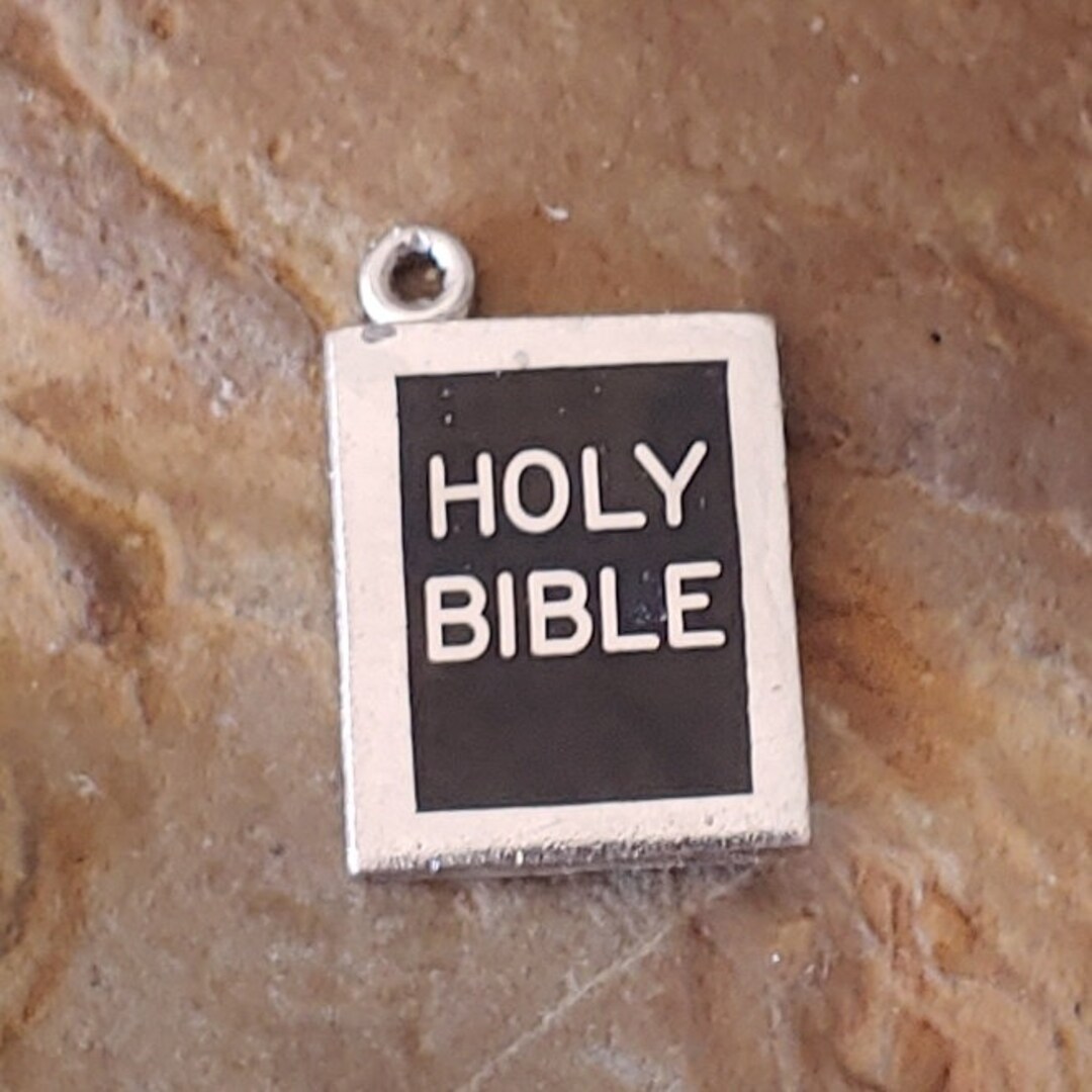 Vintage Holy Bible Charm, Enamel Charm, Sterling Silver Charm ...