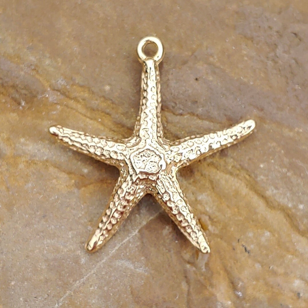 14k Gold Starfish Charm 14kt Amarillo Gold Starfish Charm Gold Charm ...