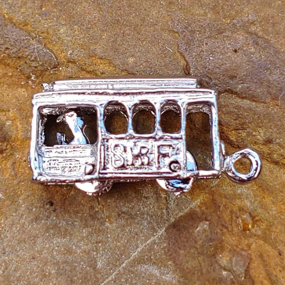 Vintage Cable Car Charm, San Fransisco Charm, Sterling Silver Cable Car ...