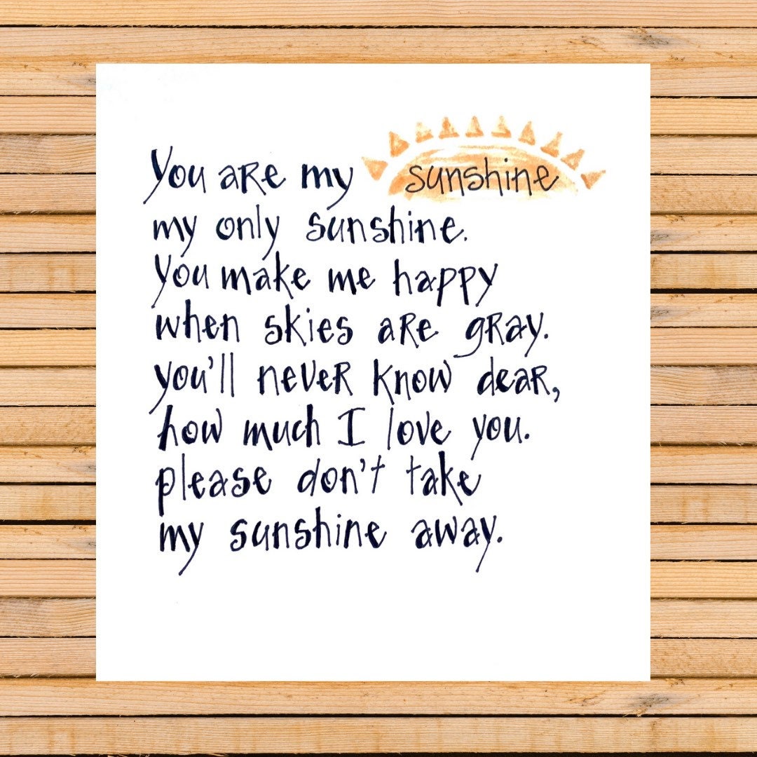 You Are My Sunshine Lullaby Print - Etsy