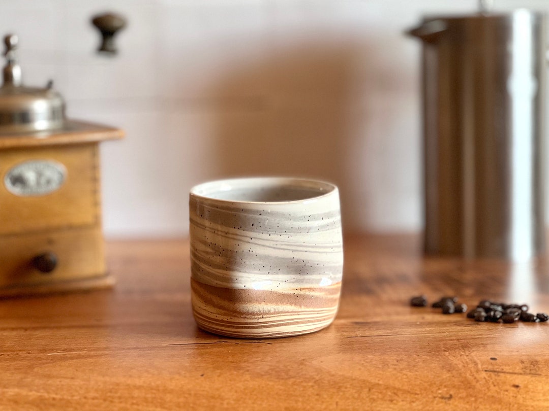 Ceramic Marbled Thumb Cup Coffee Mug | Modern Earth Tones Rustic ...