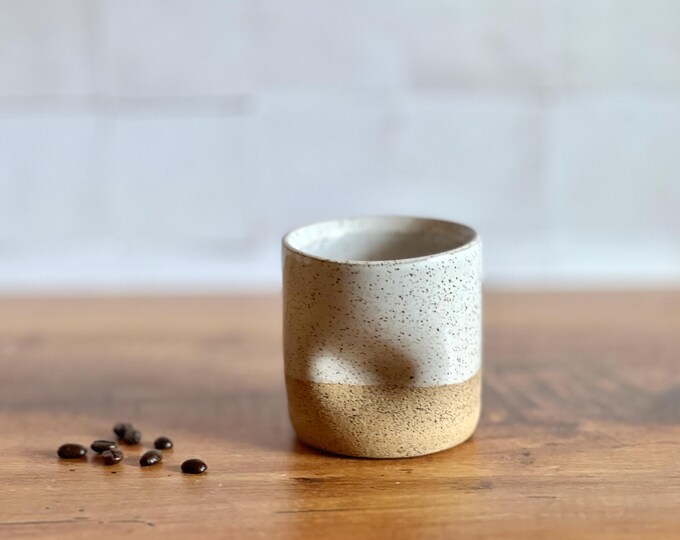 Ceramic White Thumb Cup Coffee Mug | Modern Farmhouse Handmade Pottery ...